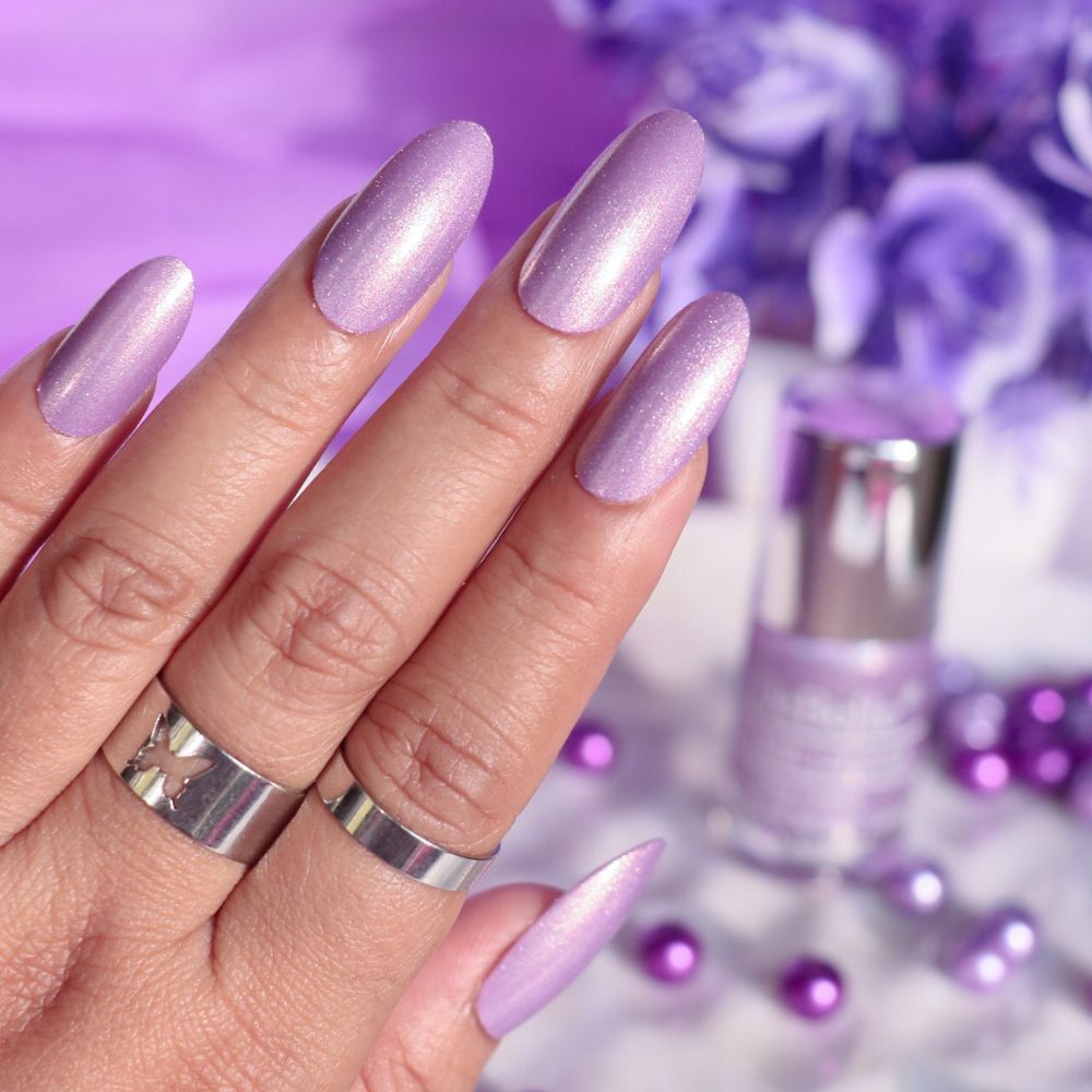 DeBelle Gel Nail Lacquer - Hello Hannaah | Light Purple with Gold Micro ...