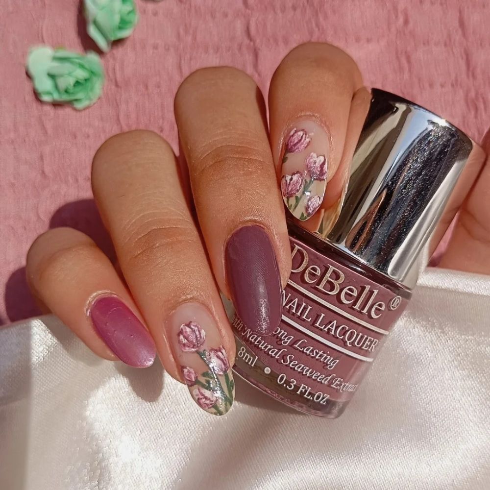 DeBelle Gel Nail Lacquer – Majestique Mauve | Soft Muted Mauve Nail ...